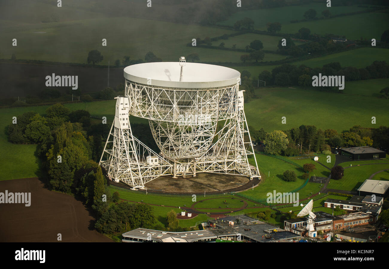 Aerial photo Jodrell Bank during refurbishment Stock Photo - Alamy