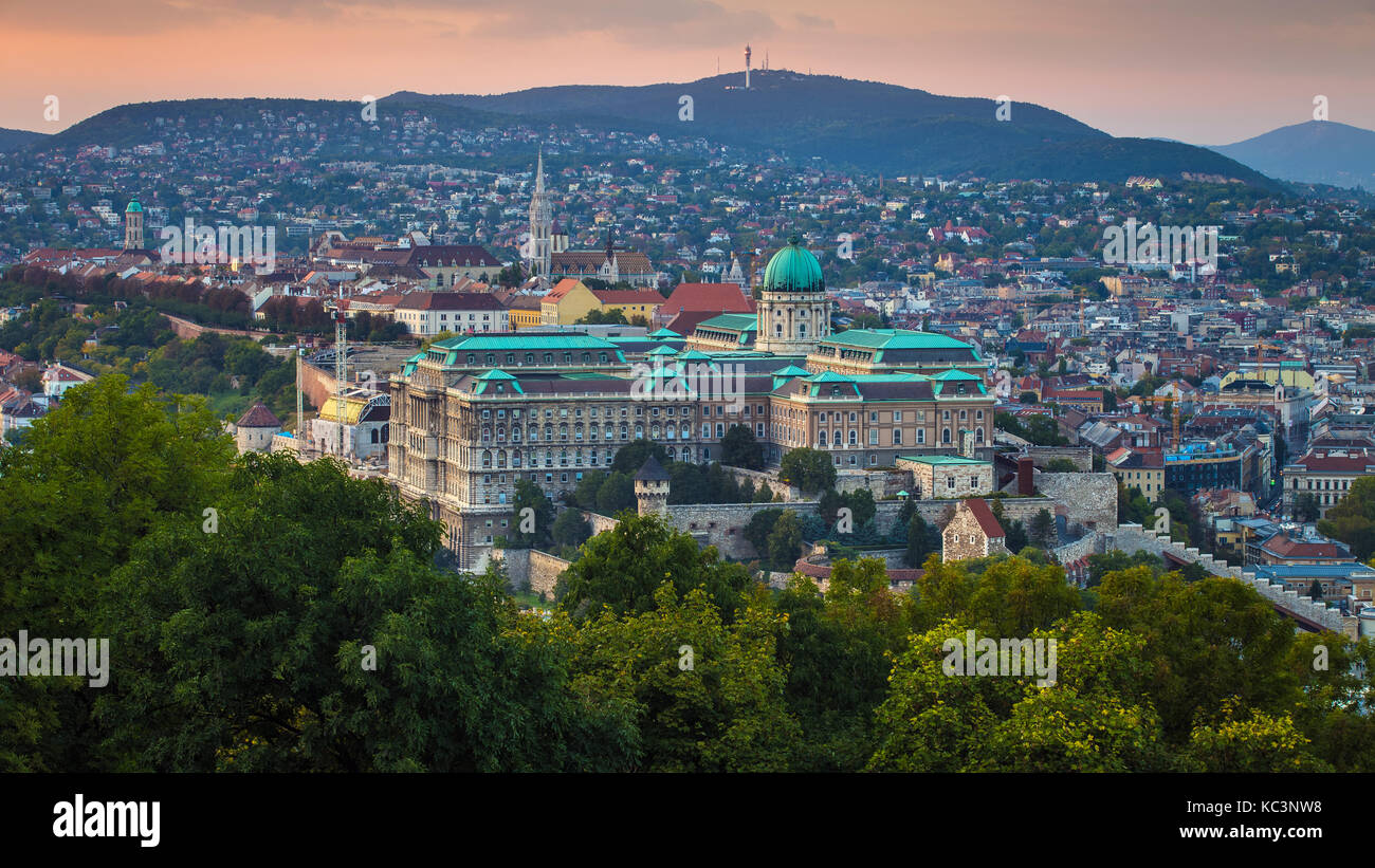 Budapest, Hungary - Panoramic skyline view of the famous Buda Castle ...