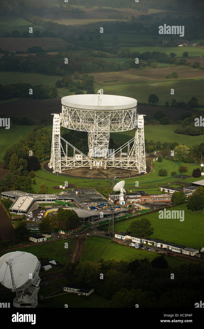 Aerial photo Jodrell Bank during refurbishment Stock Photo - Alamy