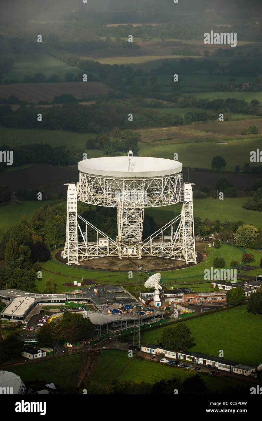 Aerial photo Jodrell Bank during refurbishment Stock Photo - Alamy