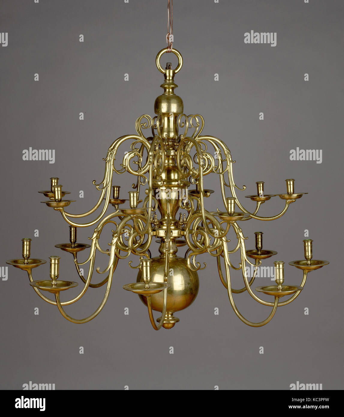 Chandelier, second half of 17th century, Netherlandish, Brass, H. 109.5 ...