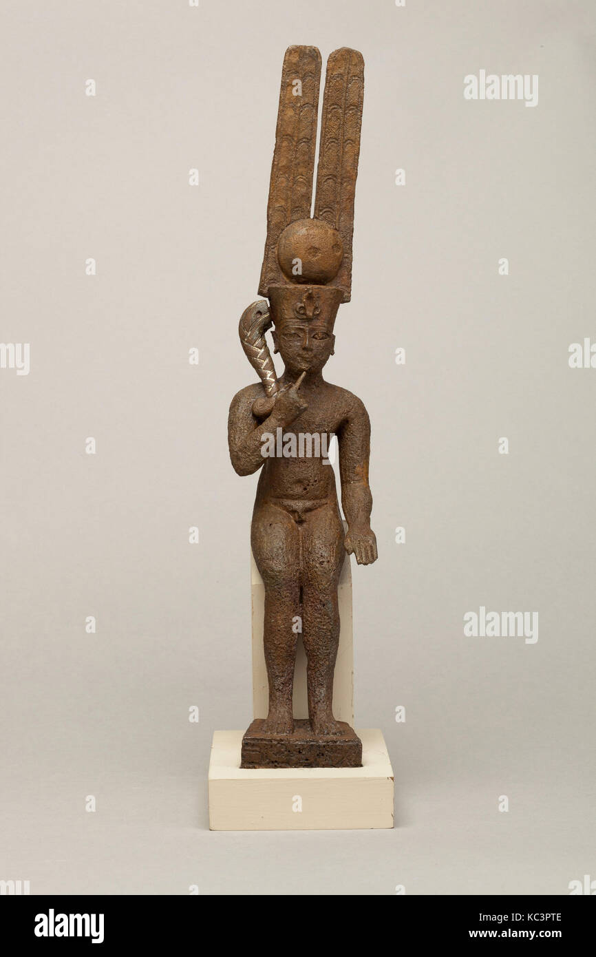 Seated Harpokrates with the crown of Amun, named as "Harpokrates-the ...