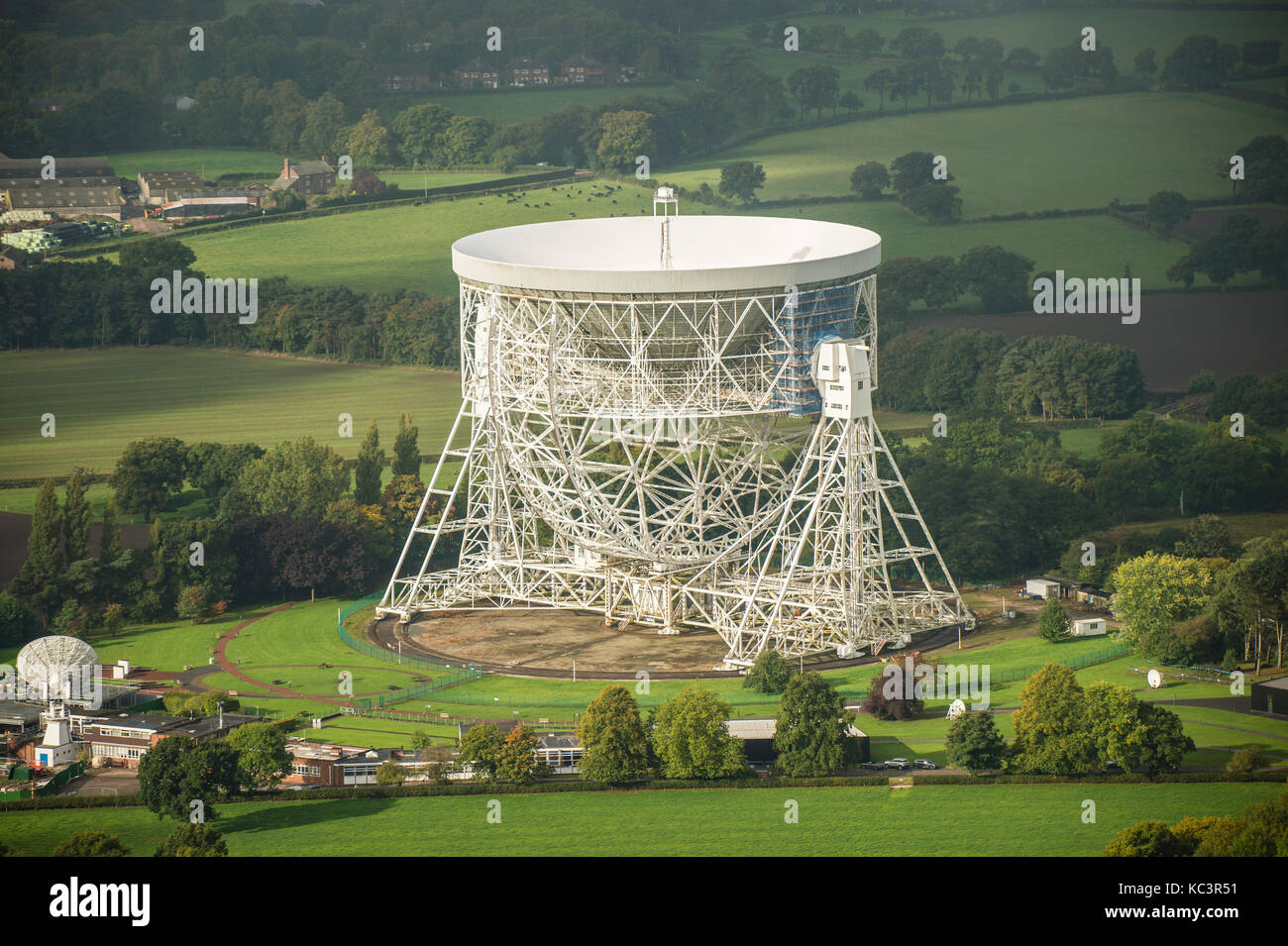 Aerial photo Jodrell Bank during refurbishment Stock Photo - Alamy