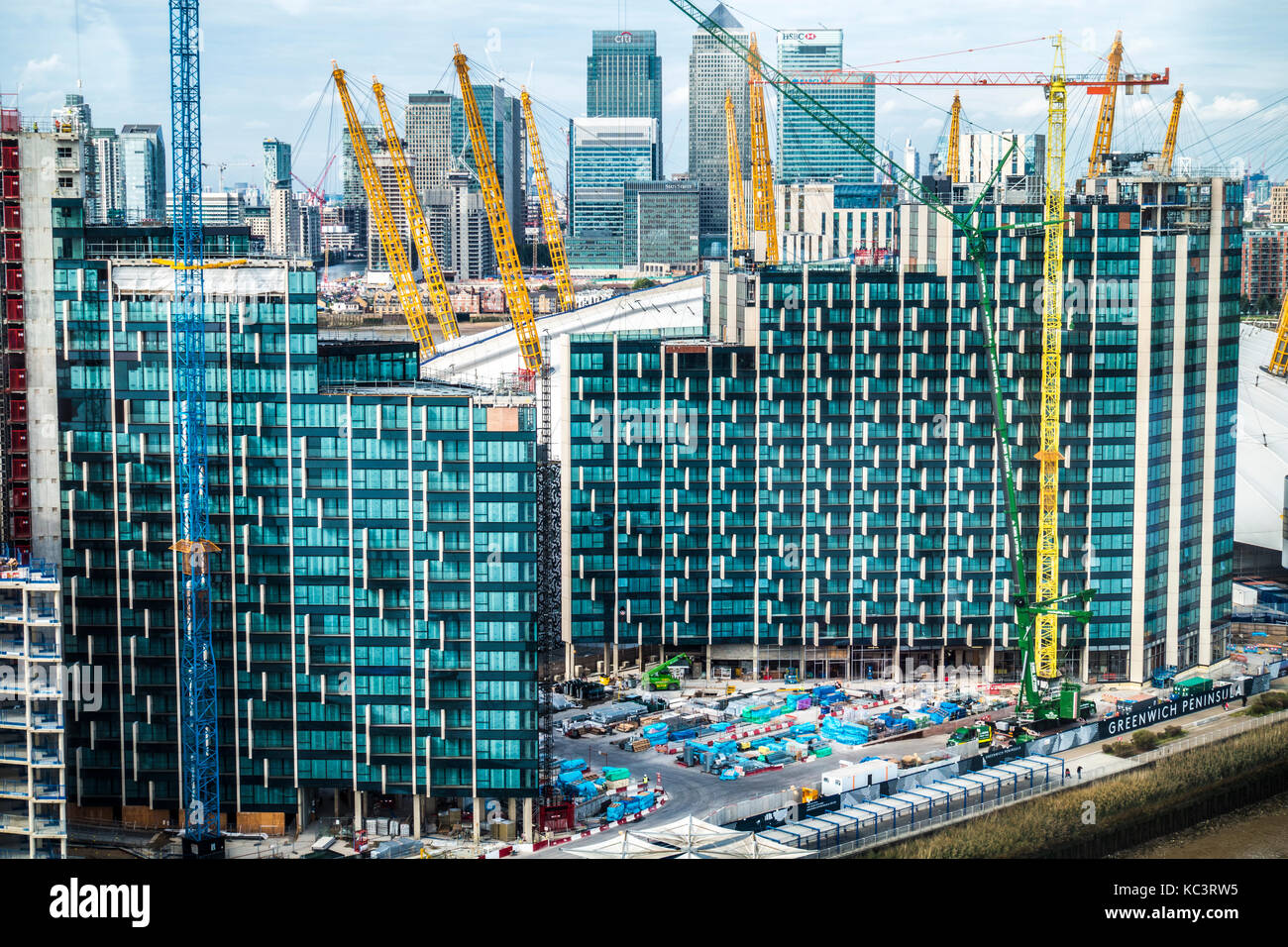 Greenwich Peninsular apartments development, with the 02 Arena behind ...