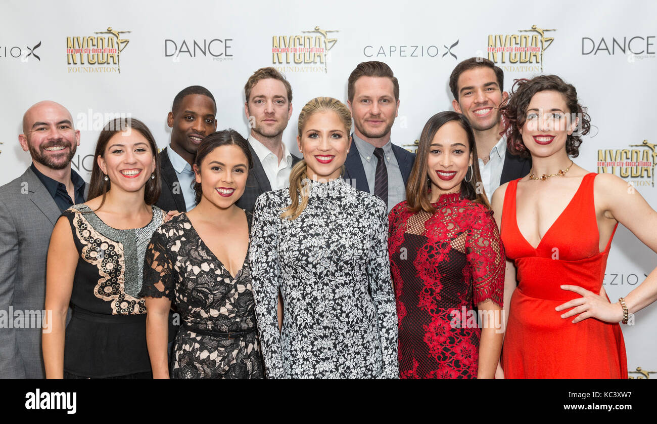 New York, NY USA - October 1, 2017: Cast of Over Here musical & Ashley ...