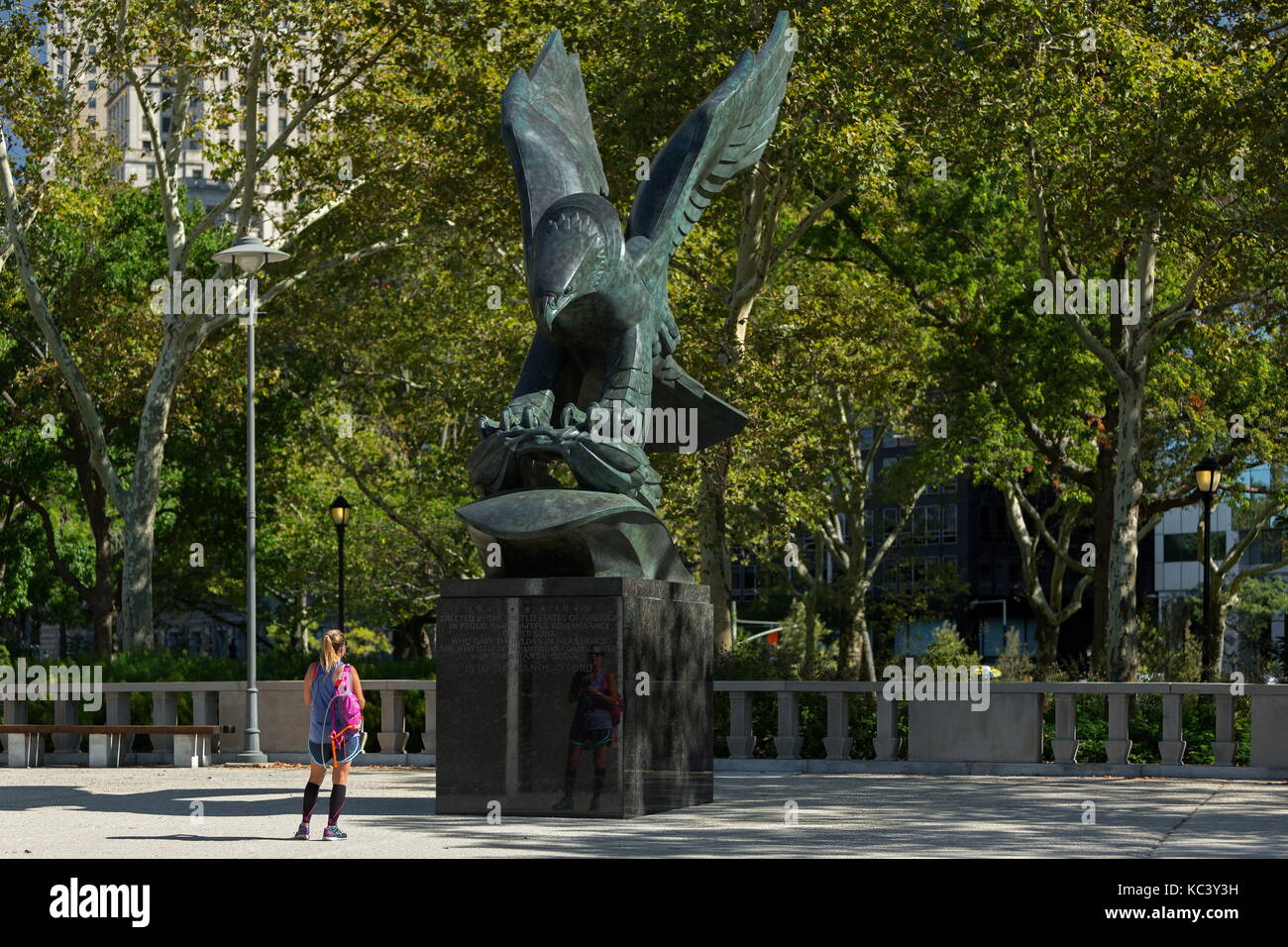 The WWII memorial in Battery Park, New York, New York on September 23 ...