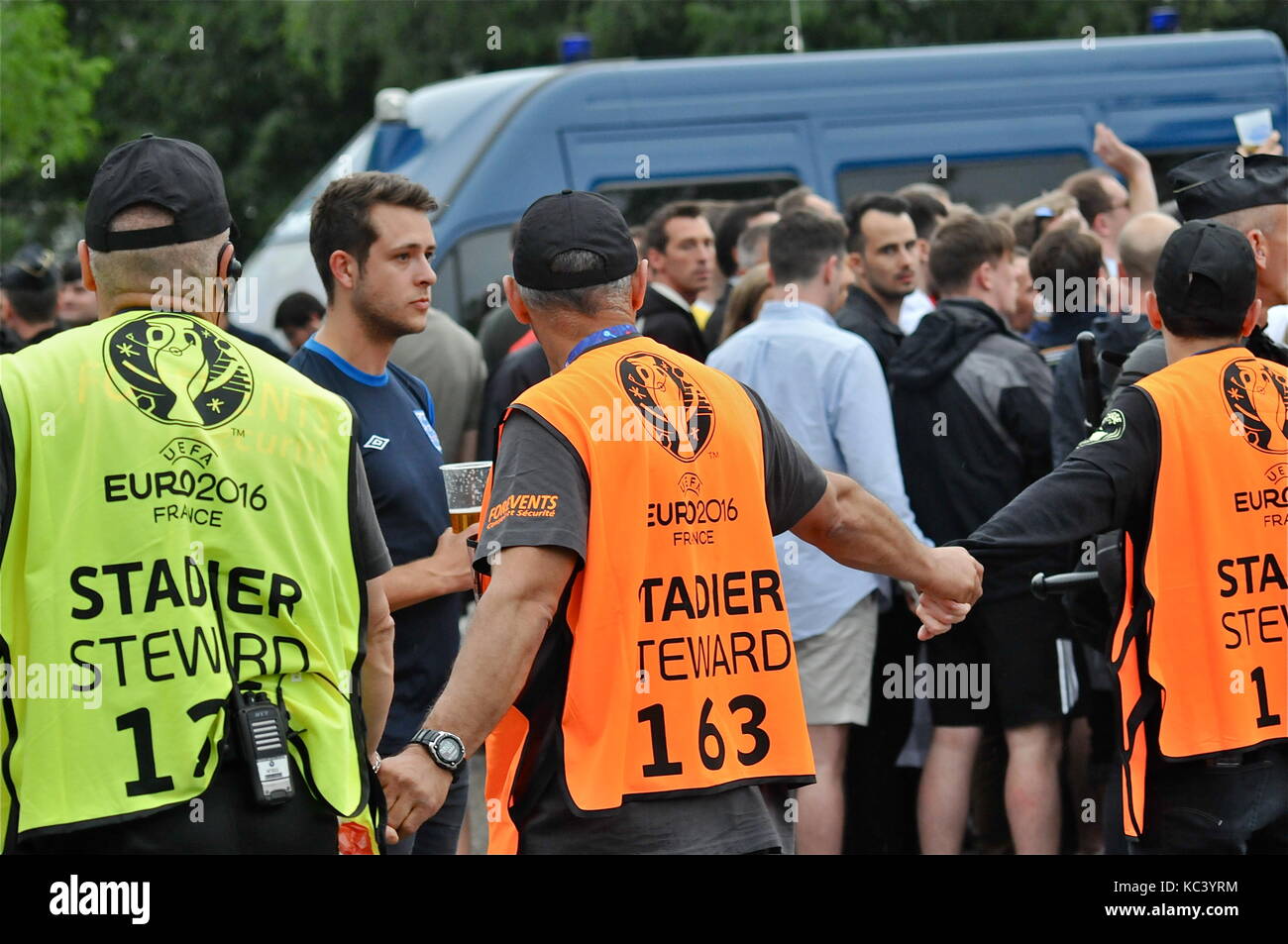 EURO 2016: English supporters face riot police at Geoffry Guichard ...