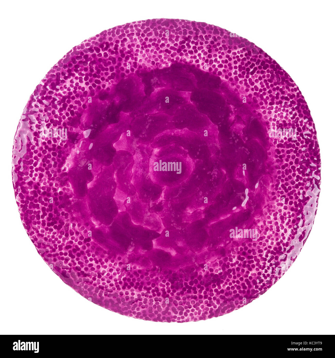 Purple handmade pottery plate isolated on white background Stock Photo ...