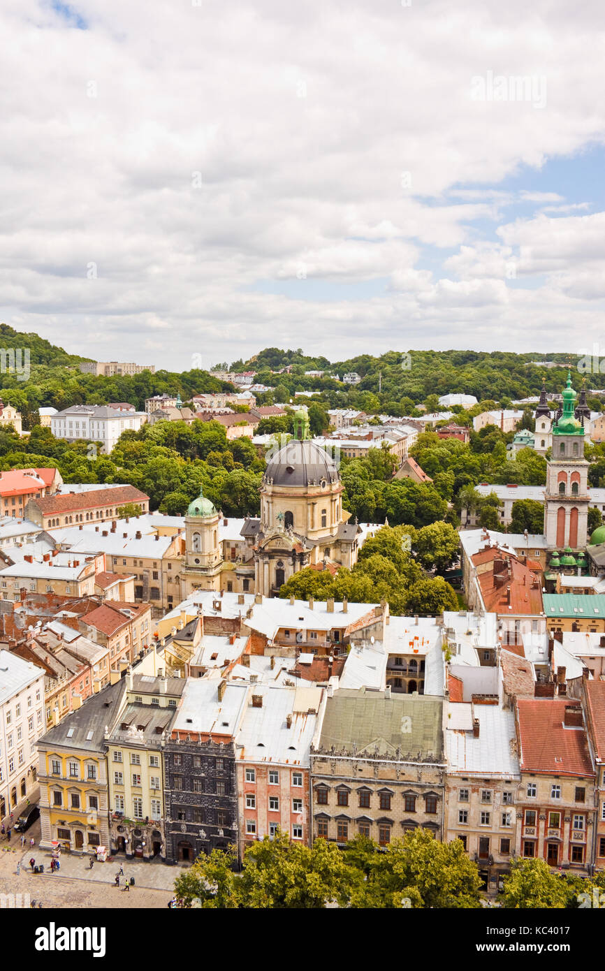 Beautiful high up view of Lviv, Ukraine on a sunny summer day Stock ...