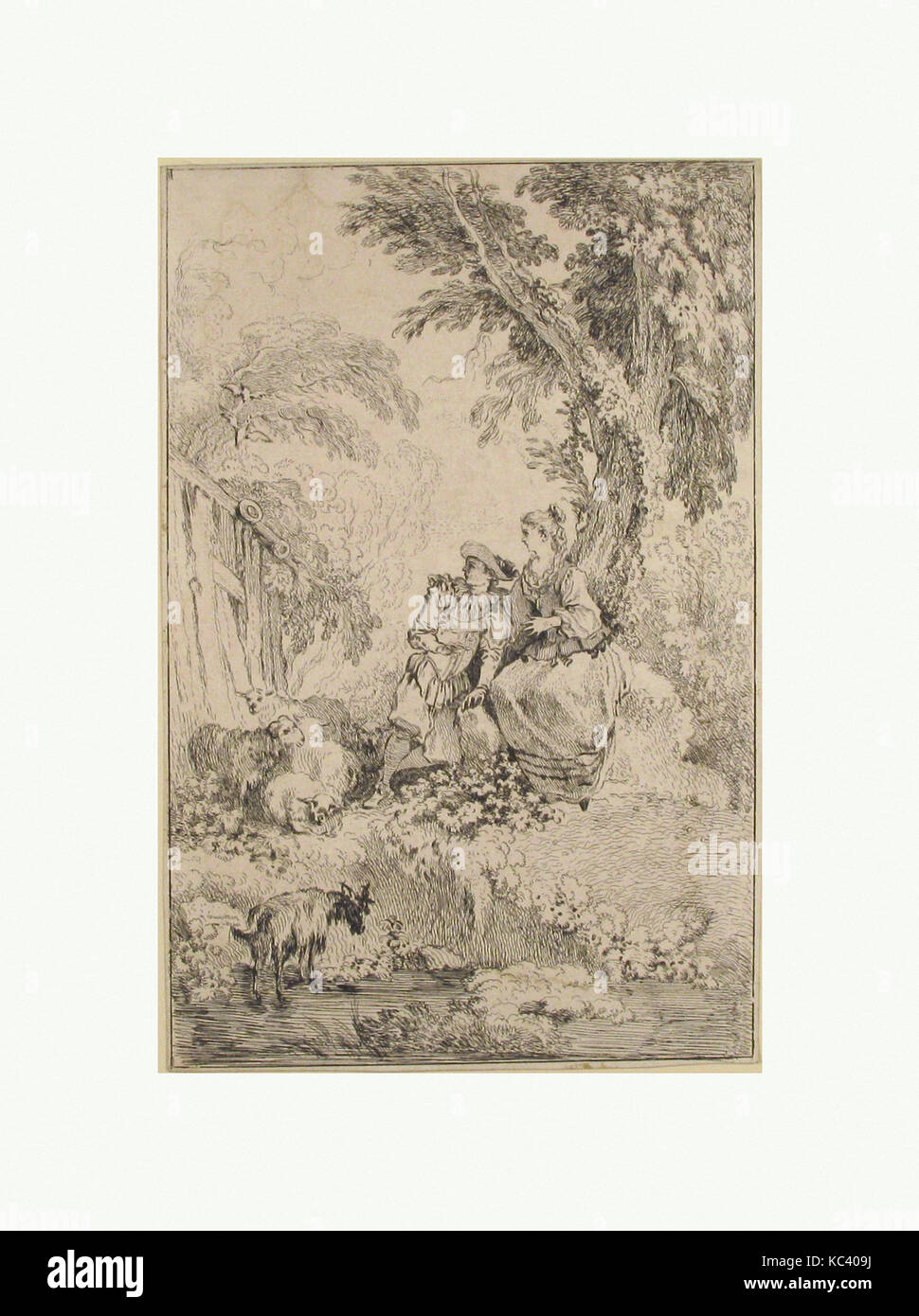 Surprised Young Couple Under a Tree, François Boucher, 1730–70 Stock ...