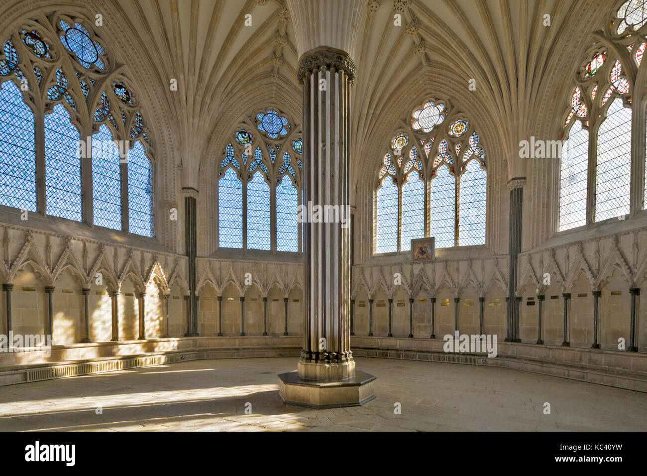 WELLS CITY SOMERSET ENGLAND CATHEDRAL THE CHAPTER HOUSE WITH BRASS NAME ...