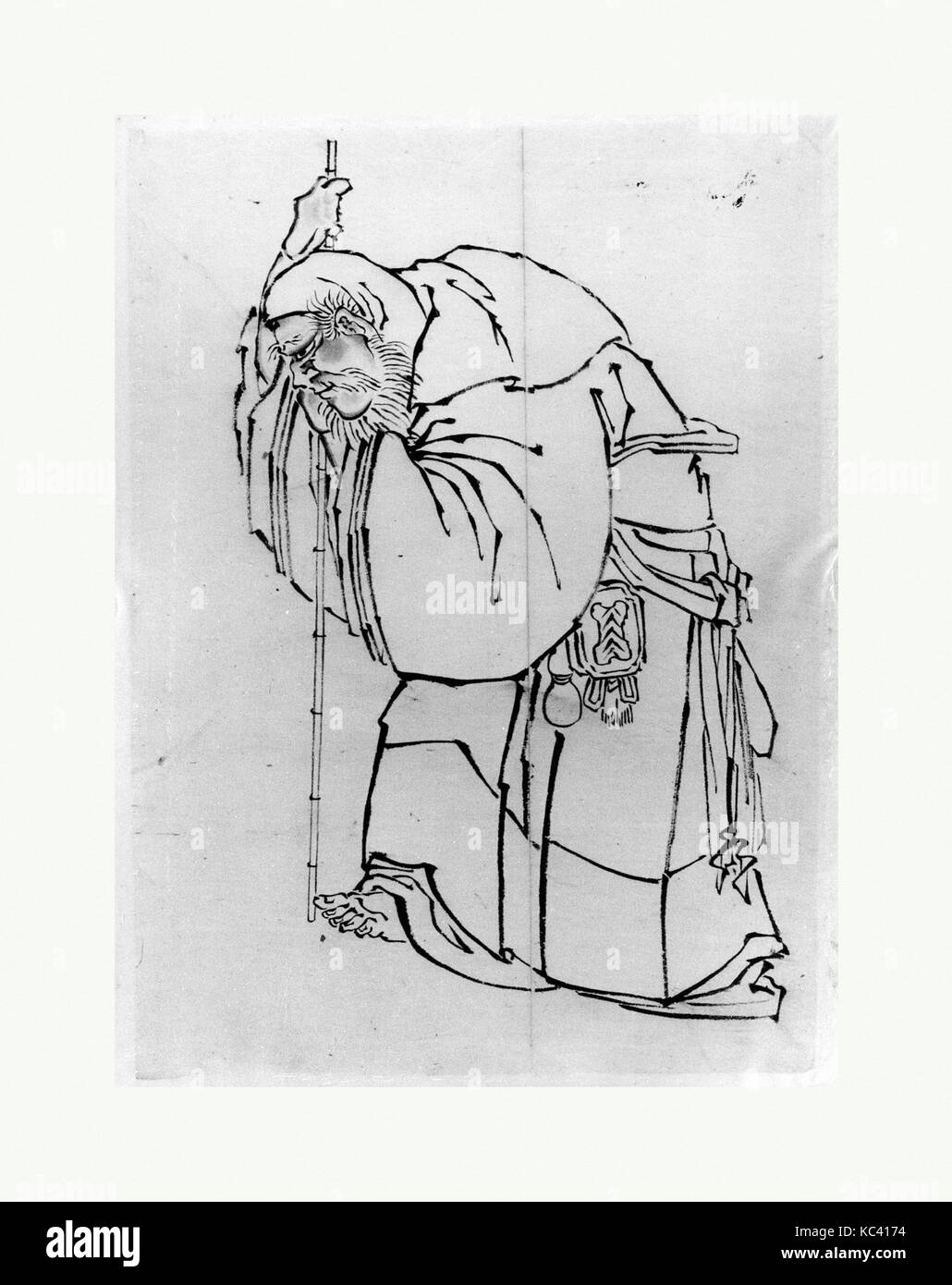 Hermit with a Staff, Attributed to Katsushika Hokusai, 18th–19th ...