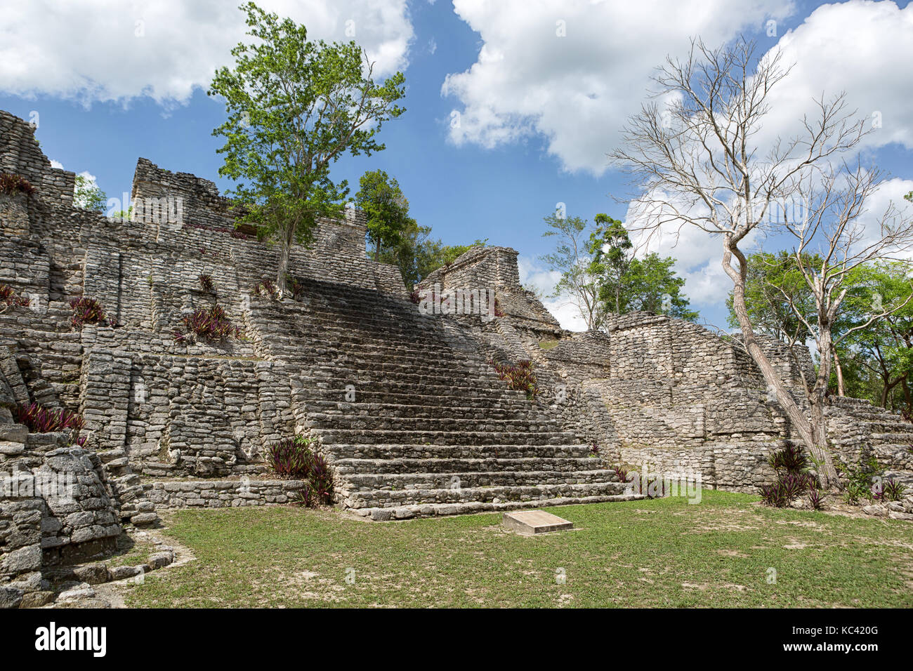 ancient Maya temple at the Kinichna archeological site in Quintana Roo ...