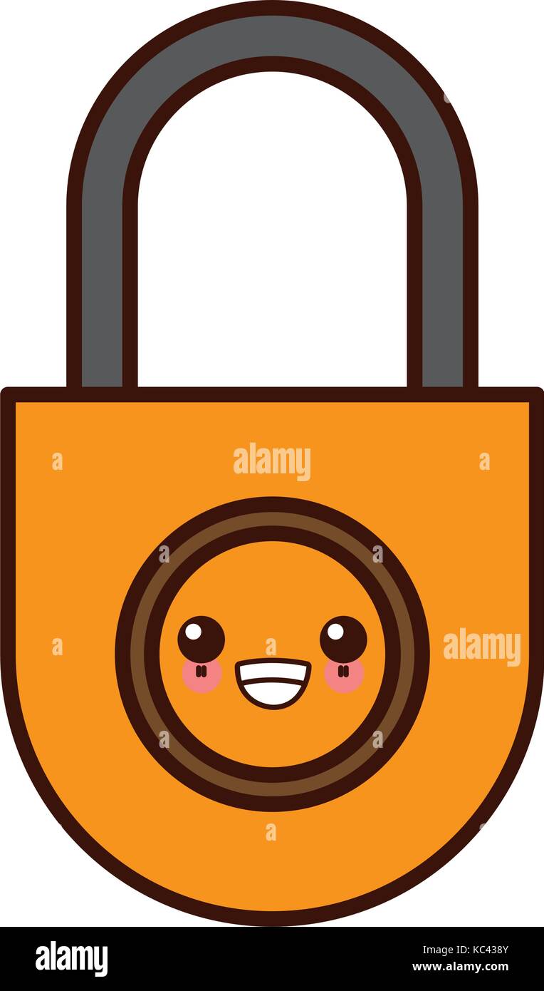 Padlock security symbol cute kawaii cartoon Stock Vector Image & Art ...