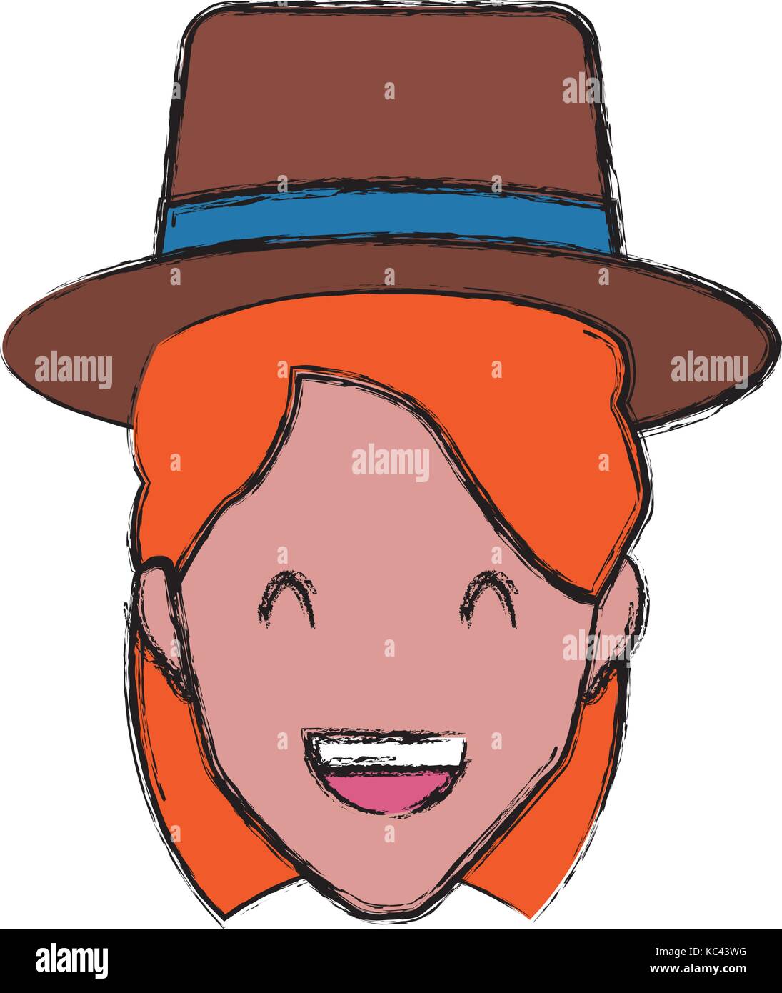 Woman with hat smiling cartoon Stock Vector Image & Art - Alamy