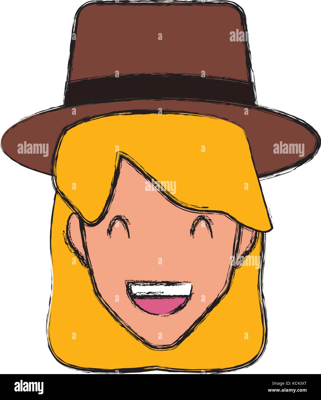 Woman with hat smiling cartoon Stock Vector Image & Art - Alamy
