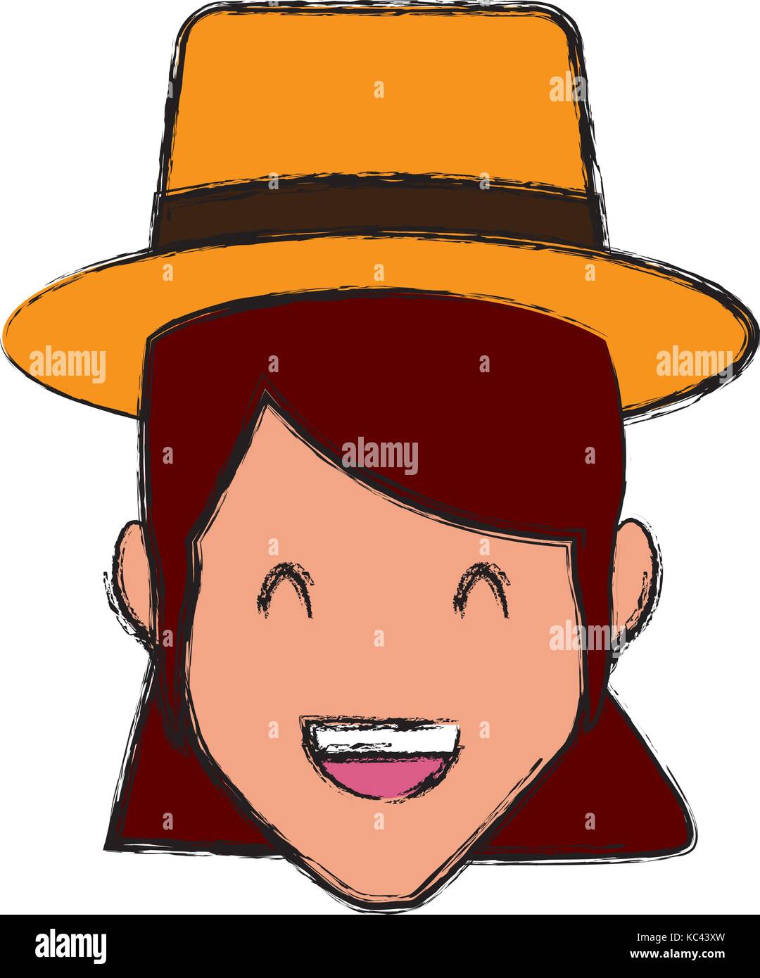 Woman with hat smiling cartoon Stock Vector Image & Art - Alamy