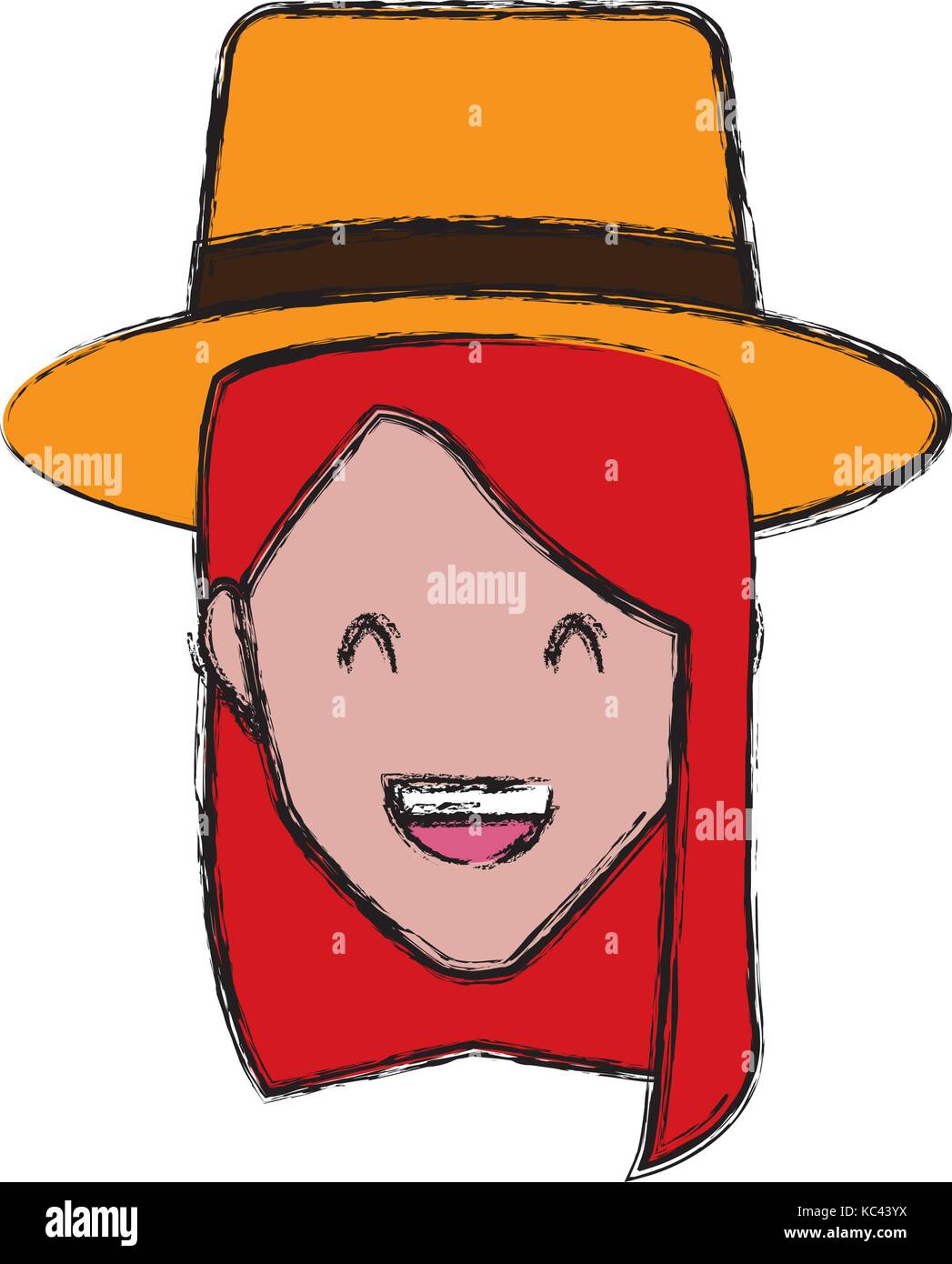 Woman with hat smiling cartoon Stock Vector Image & Art - Alamy