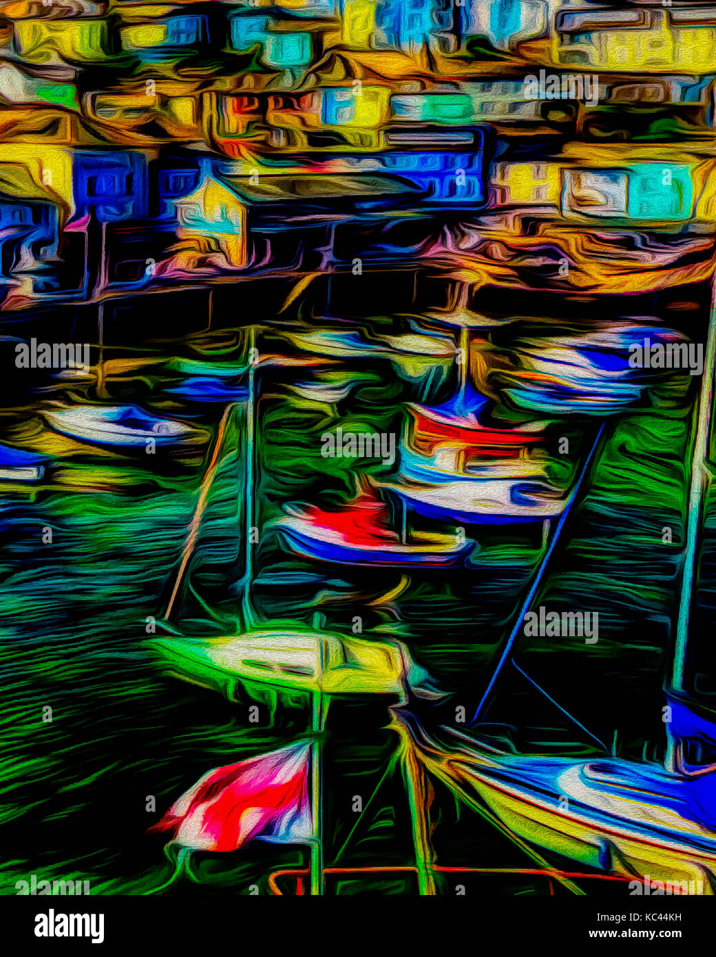 DIGITAL ART: Brixham Harbour, Devon, Great Britain Stock Photo - Alamy