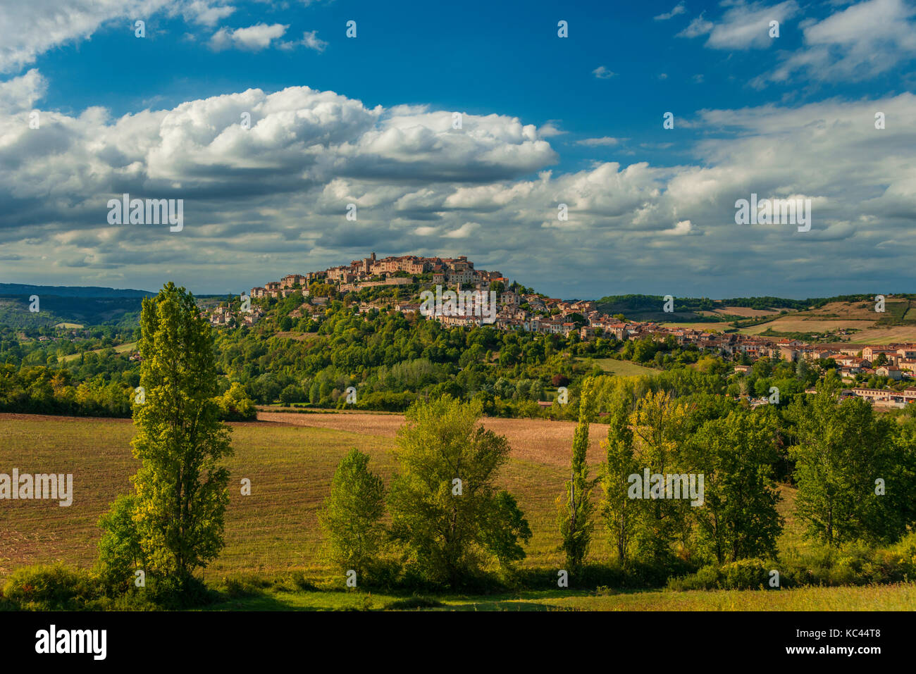 The medieval hilltop village of Cordes-sur-Ciel, in the Tarn region of ...