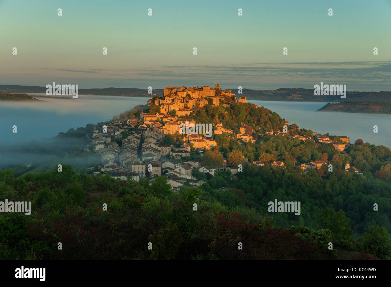 The medieval hilltop village of Cordes-sur-Ciel, in the Tarn region of ...