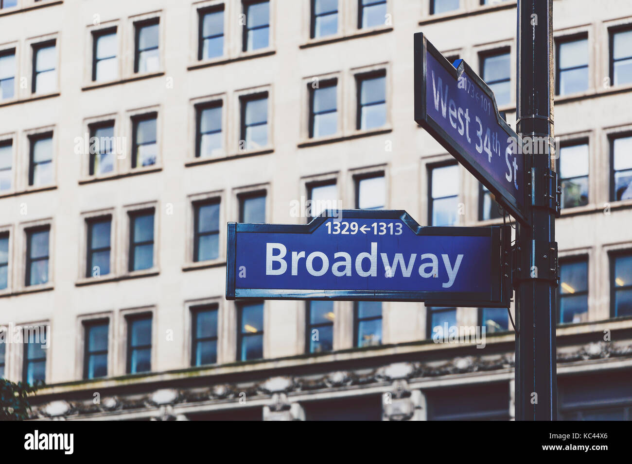 NEW YORK, NY - September 3rd, 2017: Detail of Broadway and West 34th ...