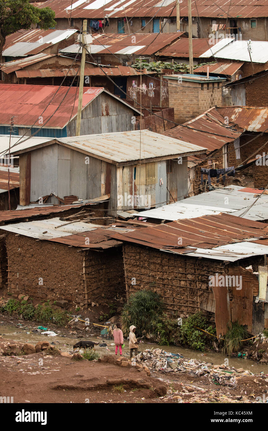 Kibera, one of Africa's largest slums, near Nairobi, Kenya Stock Photo ...