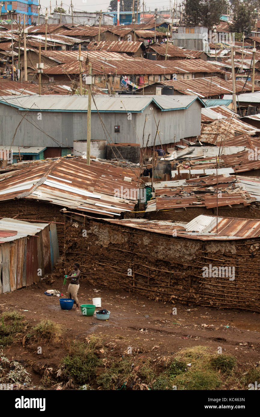 Kibera, one of Africa's largest slums, near Nairobi, Kenya Stock Photo ...