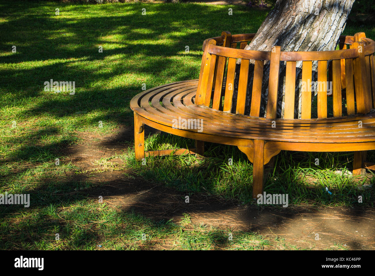 Old styled wooden park bench in a city park Stock Photo - Alamy