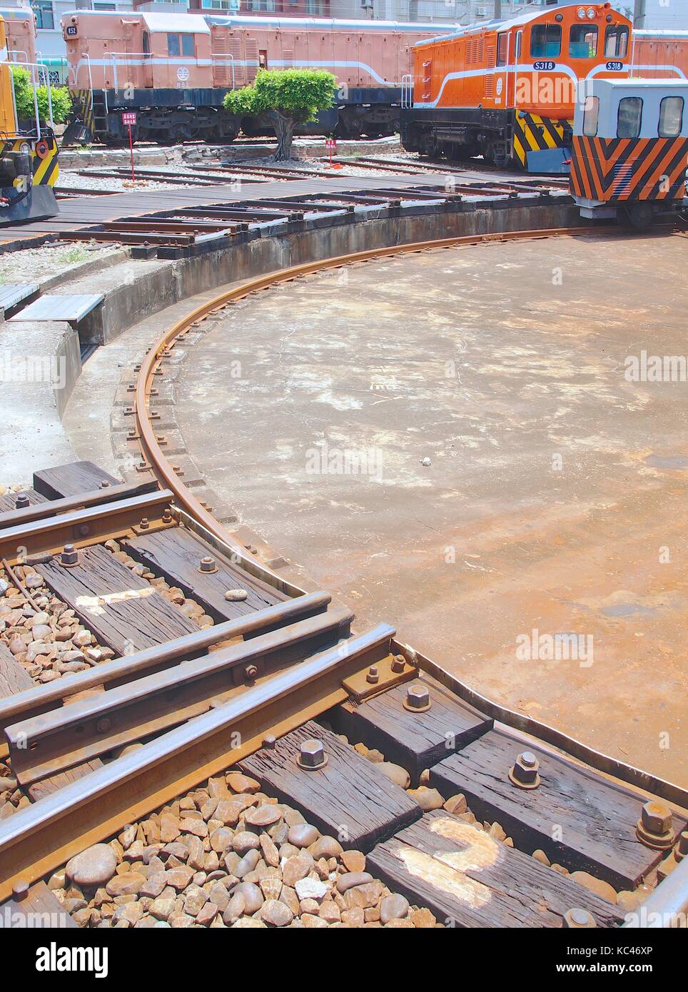The close view of railway station near city Stock Photo - Alamy