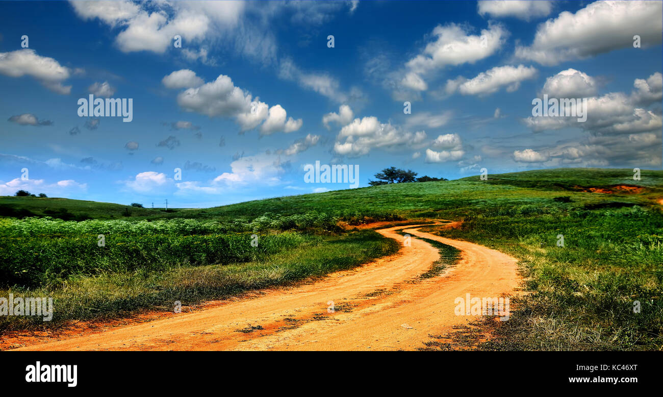Rural road and the blue sky Stock Photo - Alamy