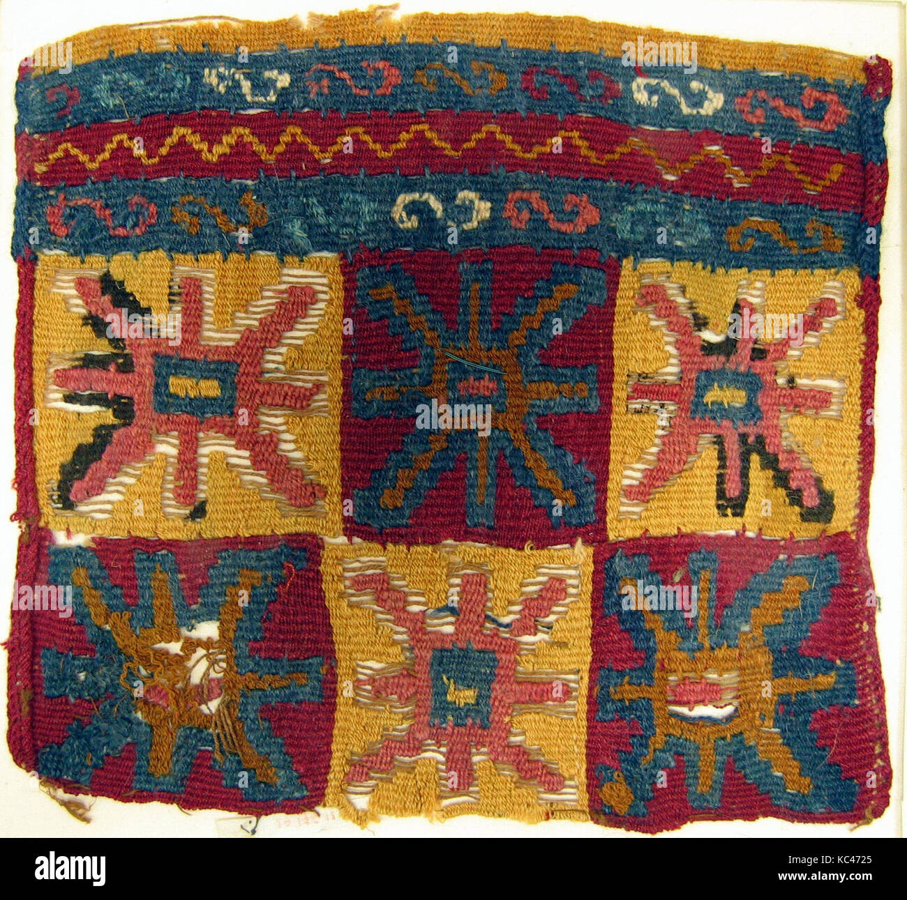 Bag Fragment, 7th century, Peru, Rio Grande de Nasca, Nasca, Camelid ...