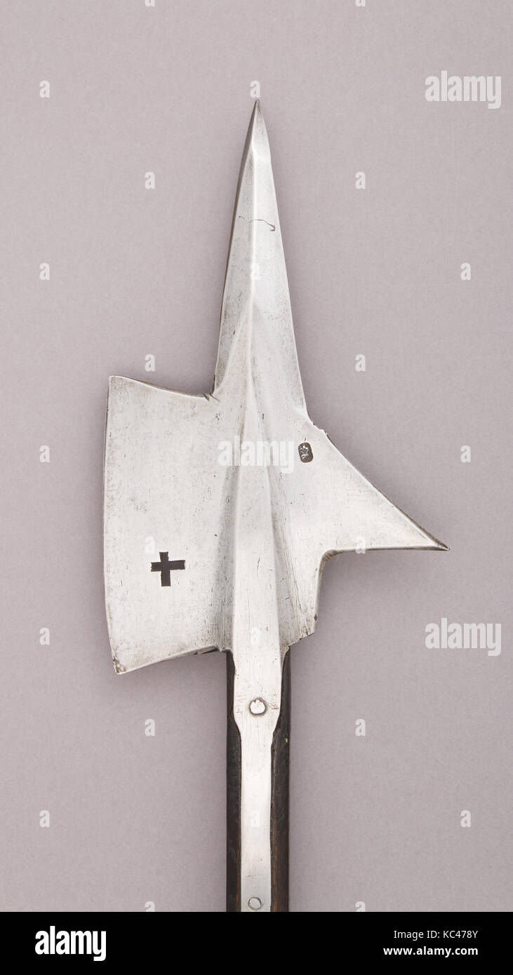 Halberd, second half 15th century, Swiss, Steel, wood (oak), iron, L ...