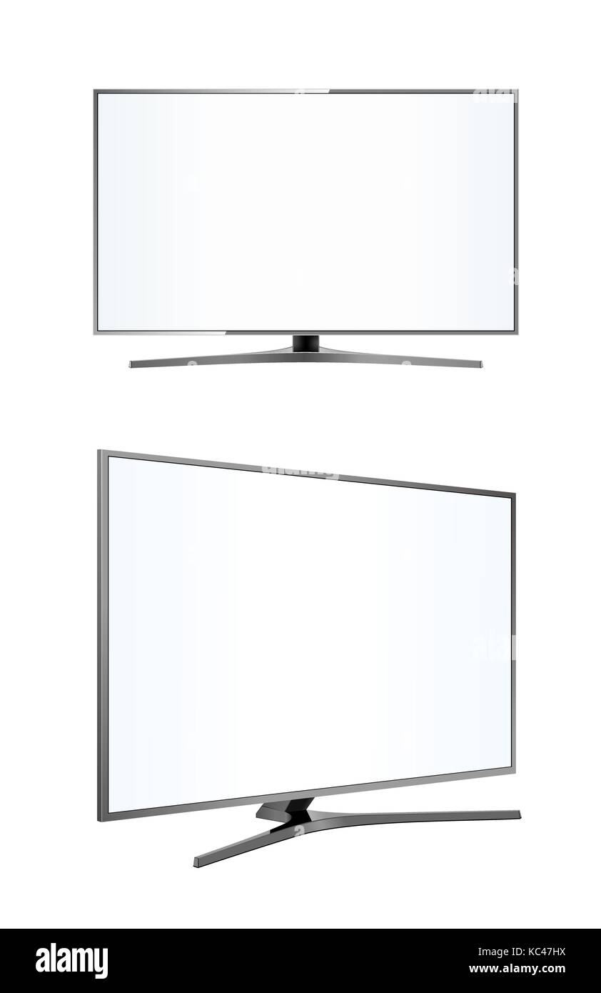 LED tv television screen blank on white background Stock Vector Image ...