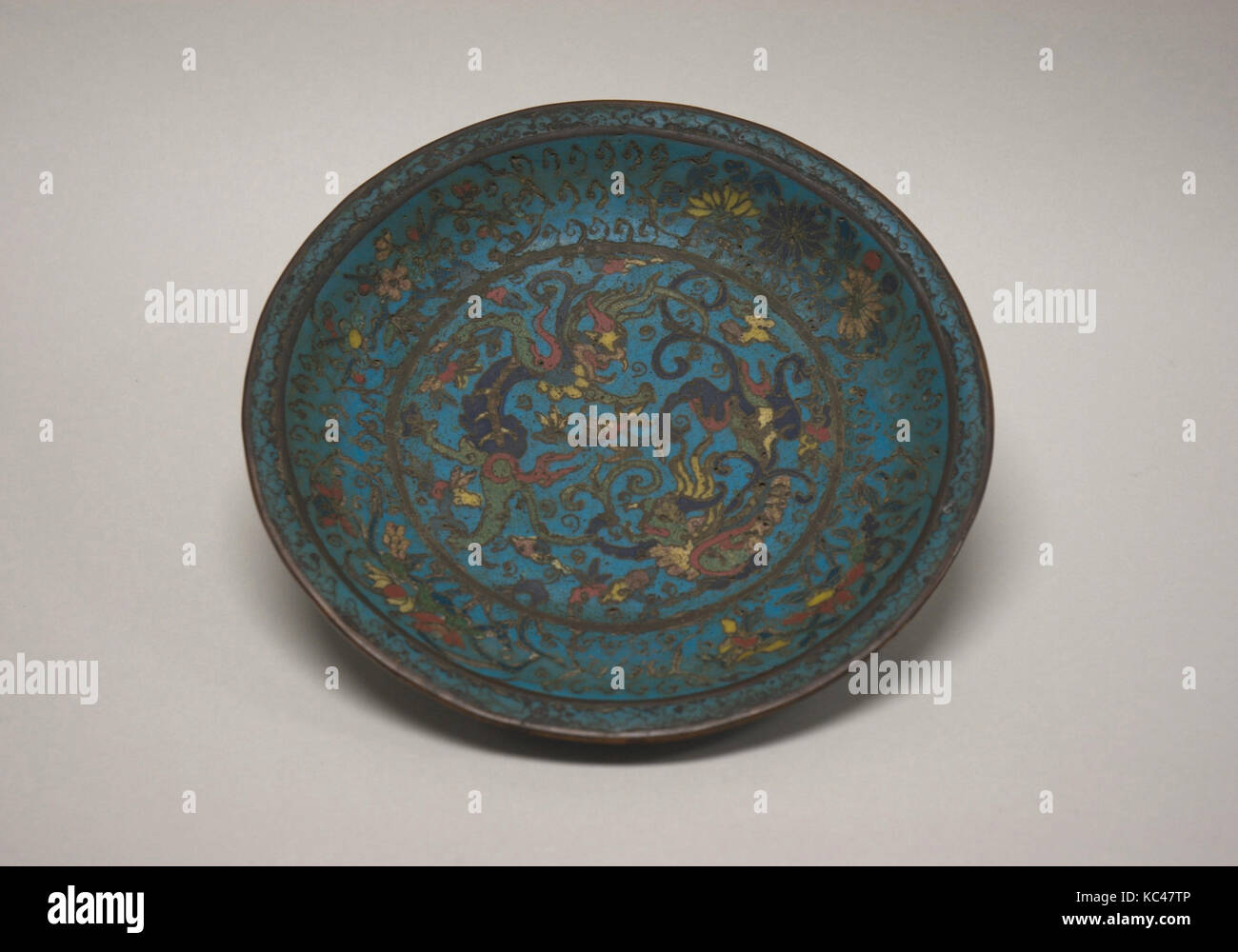 Dish, Ming dynasty (1368–1644), China, Cloisonné enamel on copper, H. 1 ...