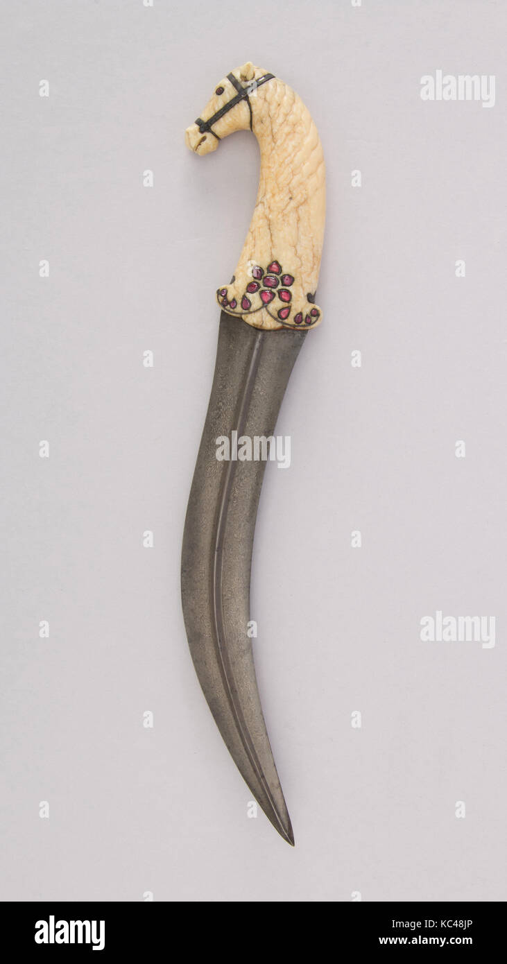Dagger (Jambiya), 18th century, Indian, Mughal, Steel, ivory (walrus ...