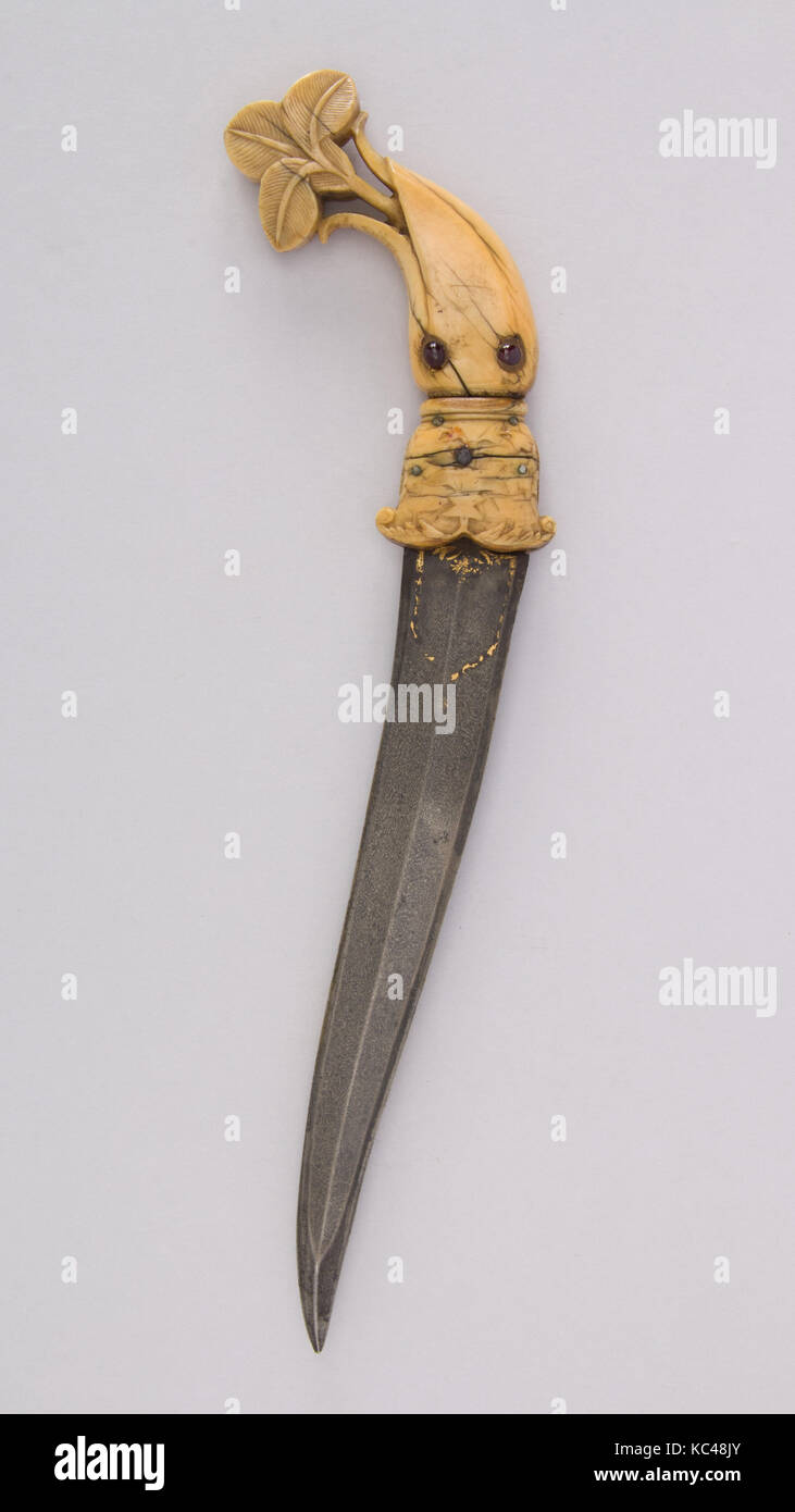 Dagger (Khanjar), mid-17th century, Indian, Mughal, Steel, ivory ...