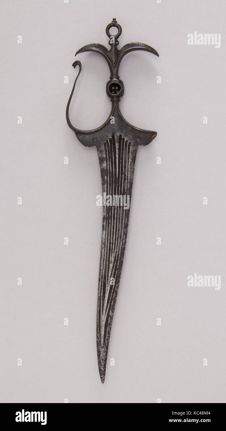 Dagger (Chilanum), 17th century, South Indian, Steel, H. 13 11/16 in ...