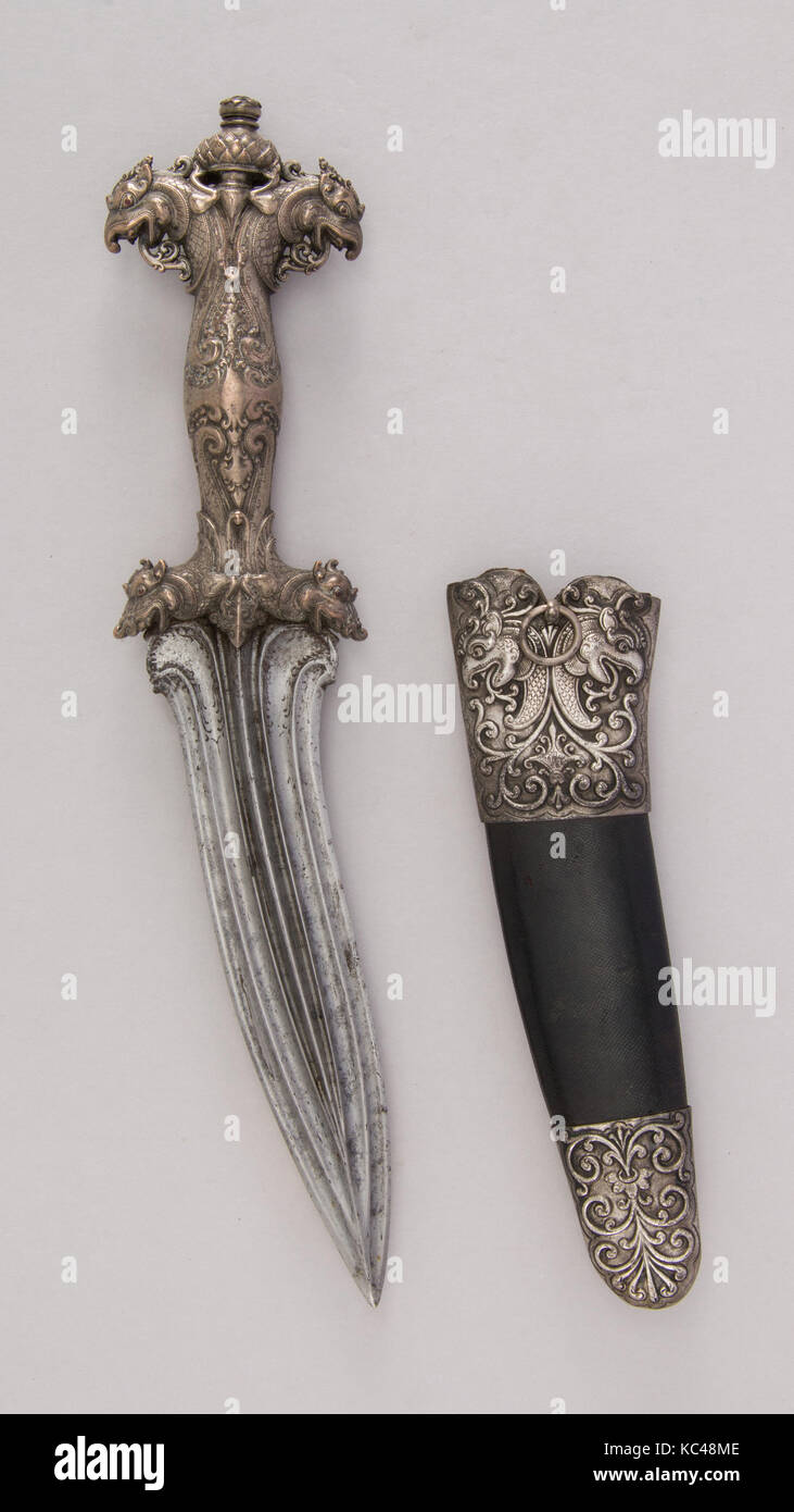 Dagger with Sheath, ca. 1700, Sri Lankan, Steel, silver, shark skin, H ...