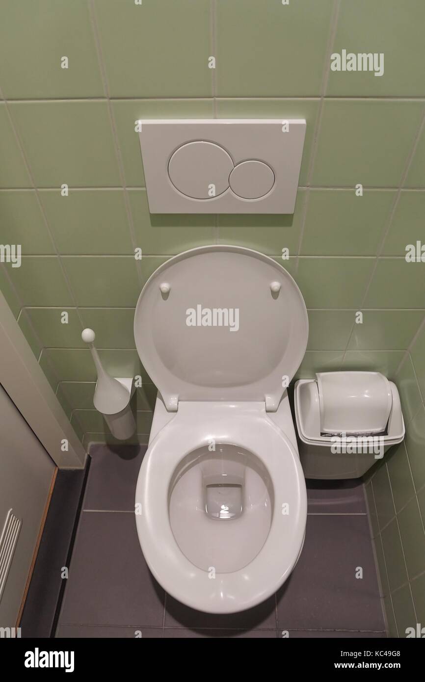 Toilet seat open Stock Photo - Alamy