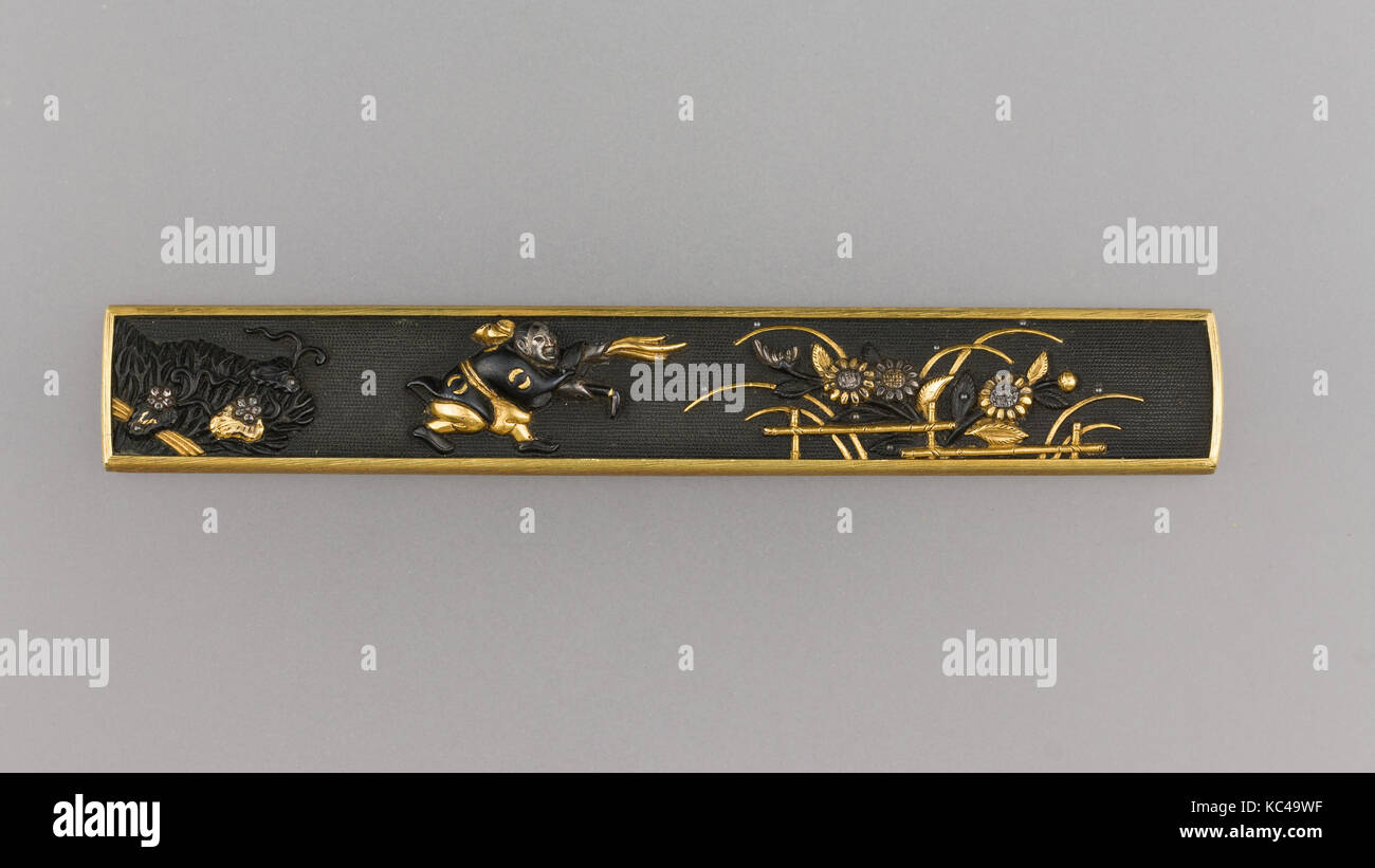 Knife Handle (Kozuka), 17th century, Japanese, Gold, copper-gold alloy ...