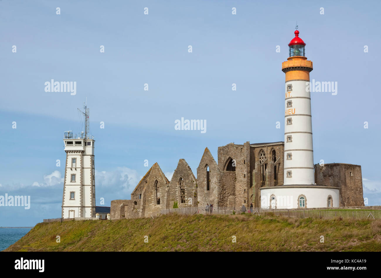 Lighthouse, abbey and semaphore tower at Pointe de Saint-Mathieu ...