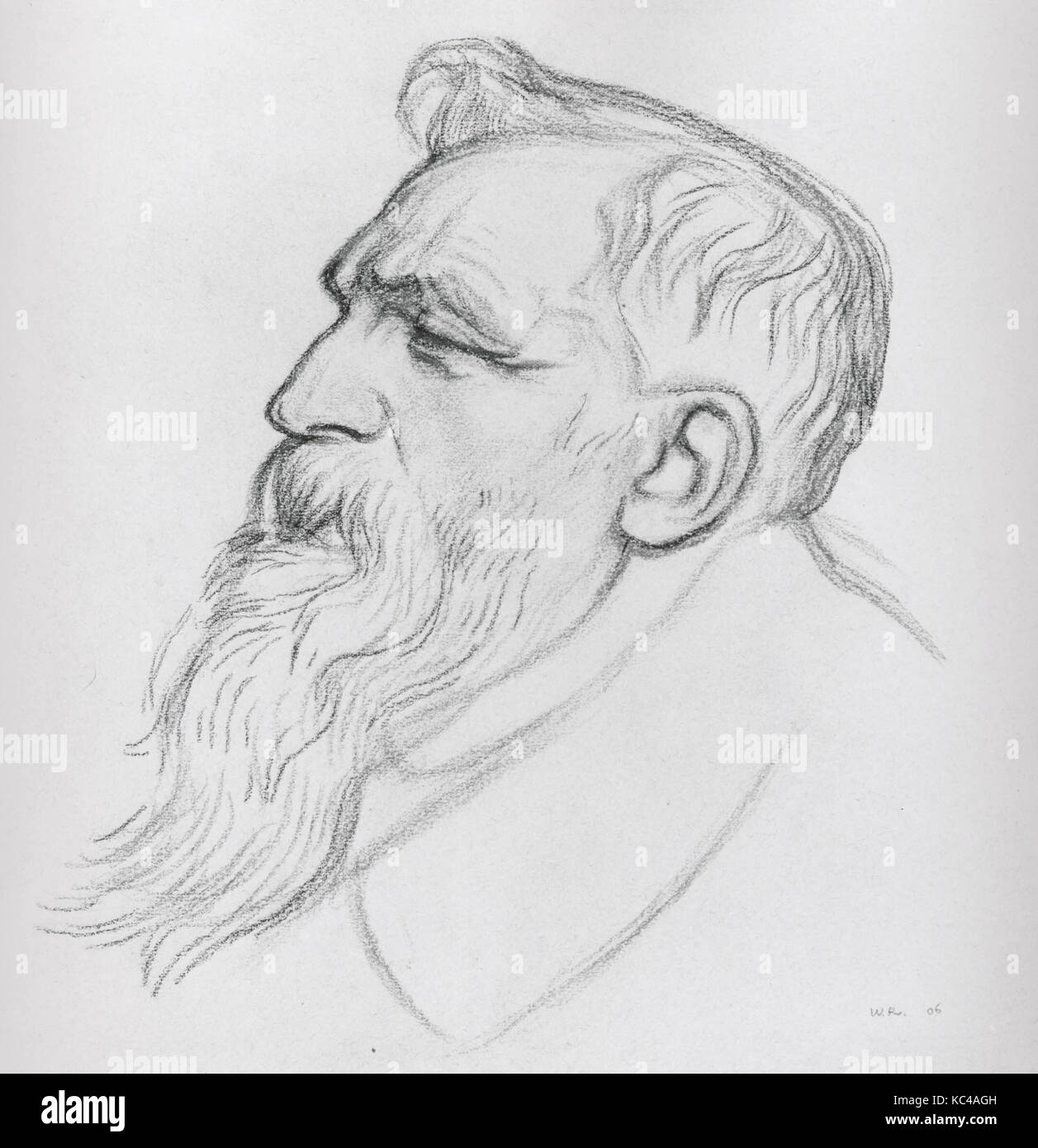 Auguste Rodin, 1906, Chalk on paper, H. 16-1/2, W. 12-3/8 inches ...