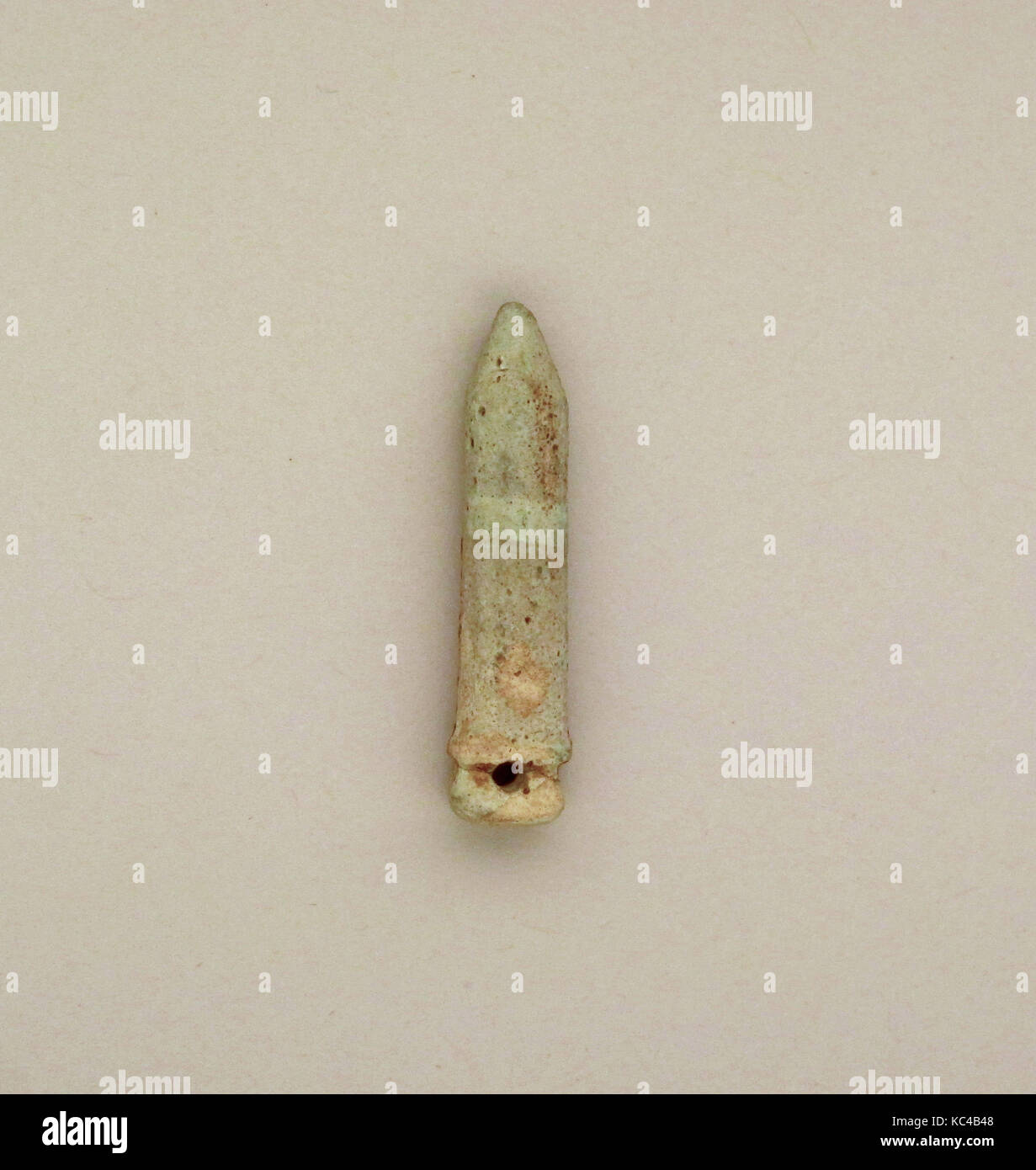 Amulet, papyrus capital, Clay, glazed, Other: 1 3/16 x 5/16 in. (3.1 x ...