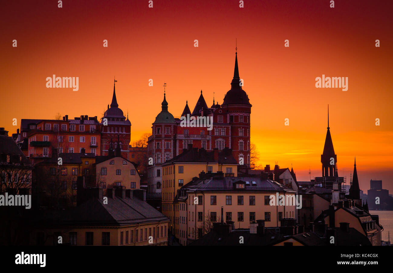 Sunset, Sodermalm, Stockholm, Sunset Stock Photo - Alamy