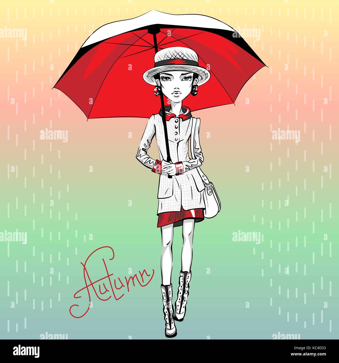 Vector fashion girl in autumn clothes Stock Vector Image & Art - Alamy