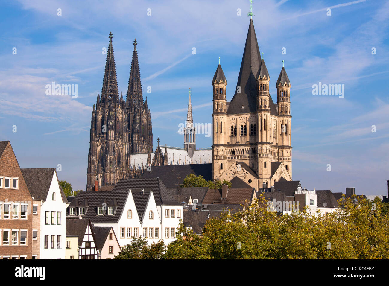 Germany, Cologne, houses in the old part of the town at the ...