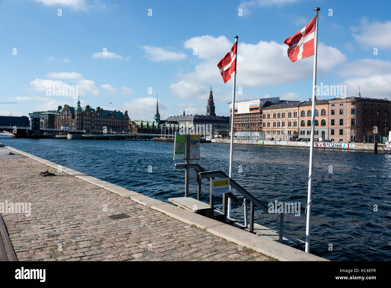 Skyline of Copenhagen from Copenhagen harbour in Copenhagen, Denmark ...