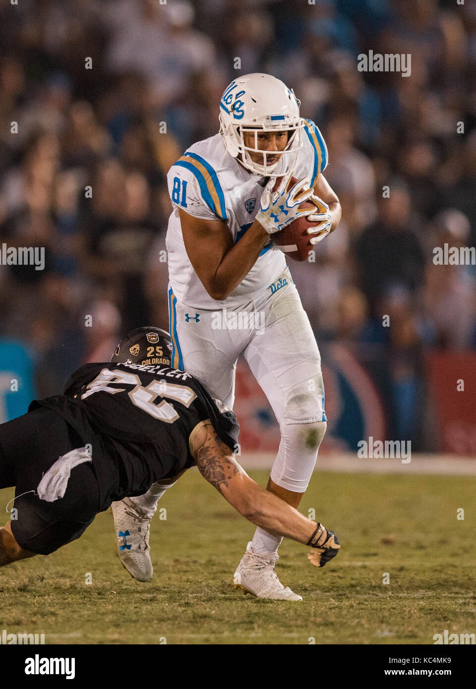 Pasadena, CA. 30th Sep, 2017. UCLA tight end (81) Caleb Wilson looks ...