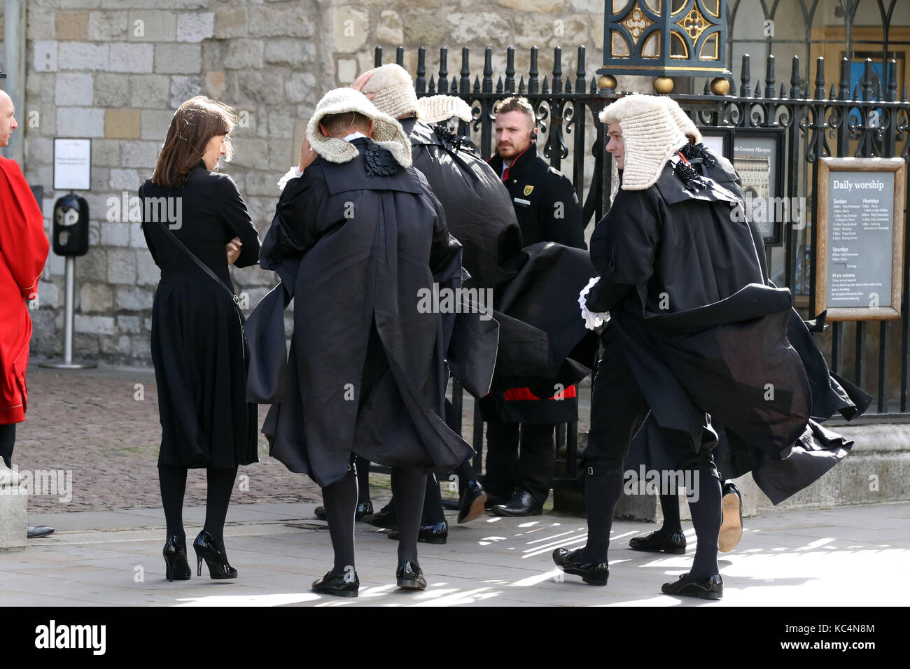 London, UK. 02nd Oct, 2017. Judge get their robes blown around in the ...